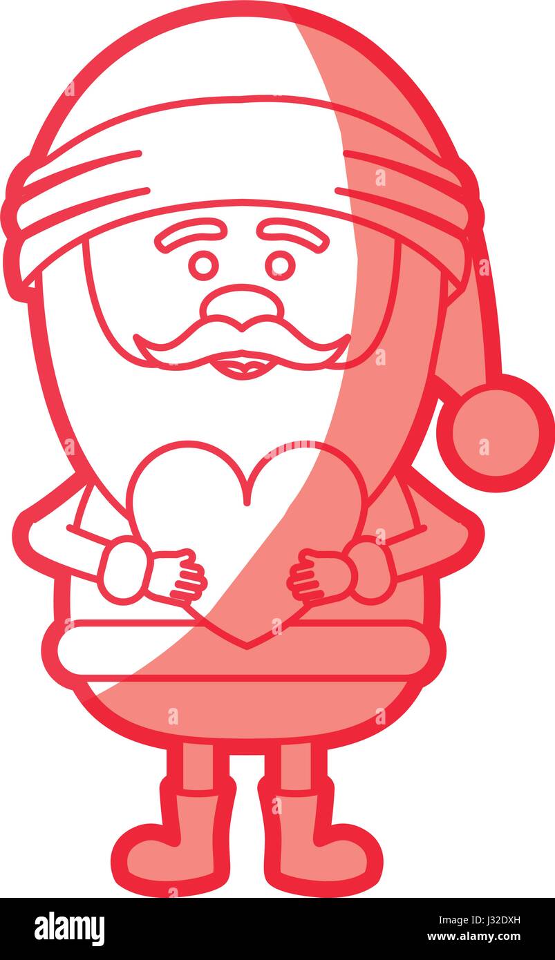 red silhouette of santa claus with heart in hands Stock Vector Image ...