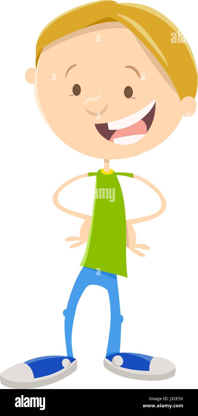 Cartoon Illustration of Happy Boy Kid Character Stock Vector Image ...