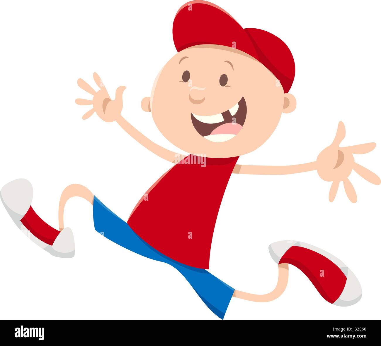 Cartoon Illustration of Happy Snagle Tooth Running Boy Stock Vector ...