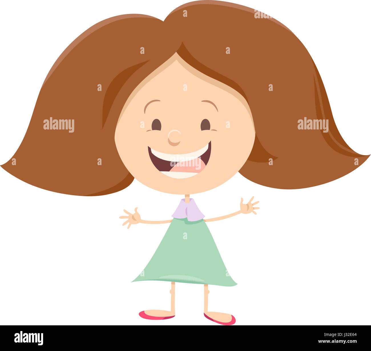 Cartoon Illustration of Cute Little Girl Kid Character Stock Vector ...