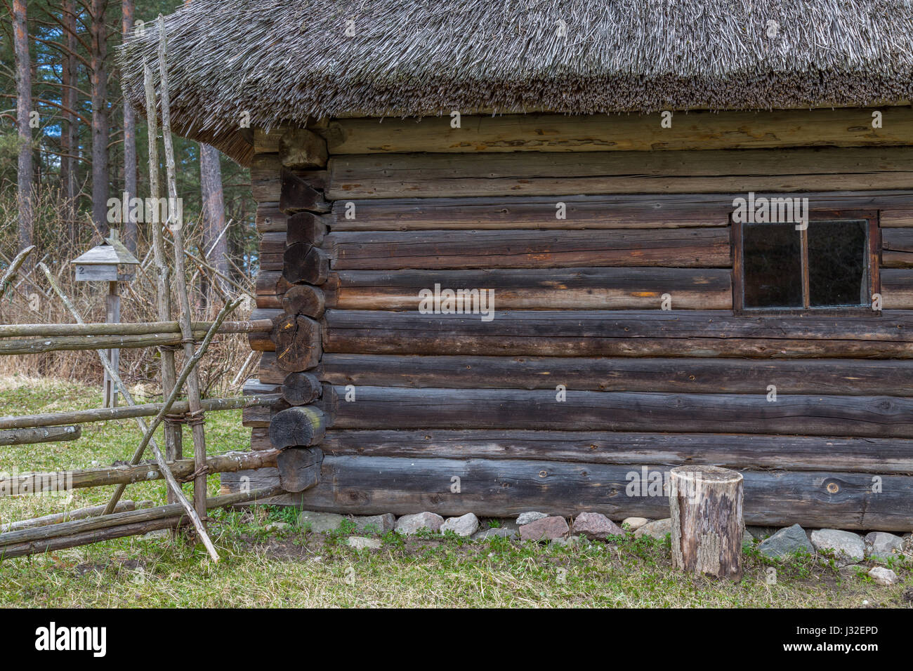Window in old wooden rural house Stock Photo - Alamy