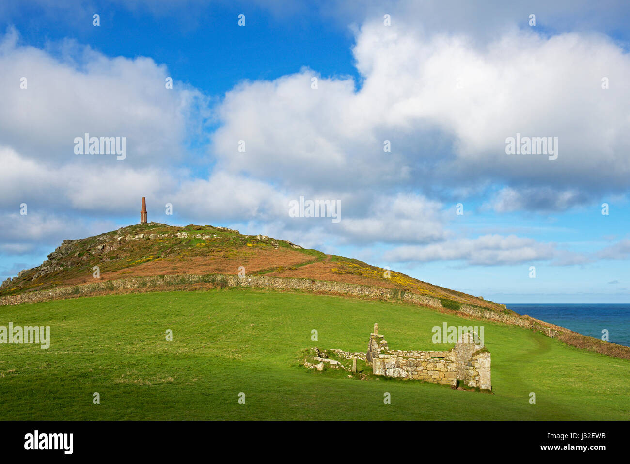 The ruins of St Helen's Oratory, a tiny chapel at Cape Cornwall ...