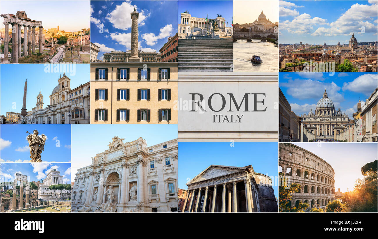 Rome, Italy - Photo collage of the main sights Stock Photo - Alamy