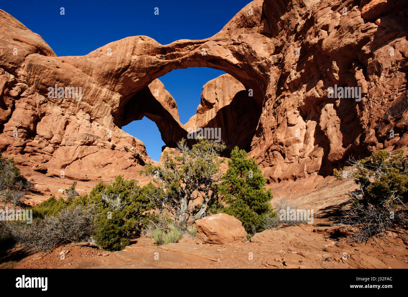 Utah; Arches National Park; Double Arch Stock Photo - Alamy
