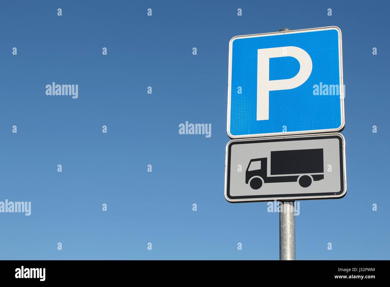 German road sign: parking place for goods vehicles Stock Photo - Alamy