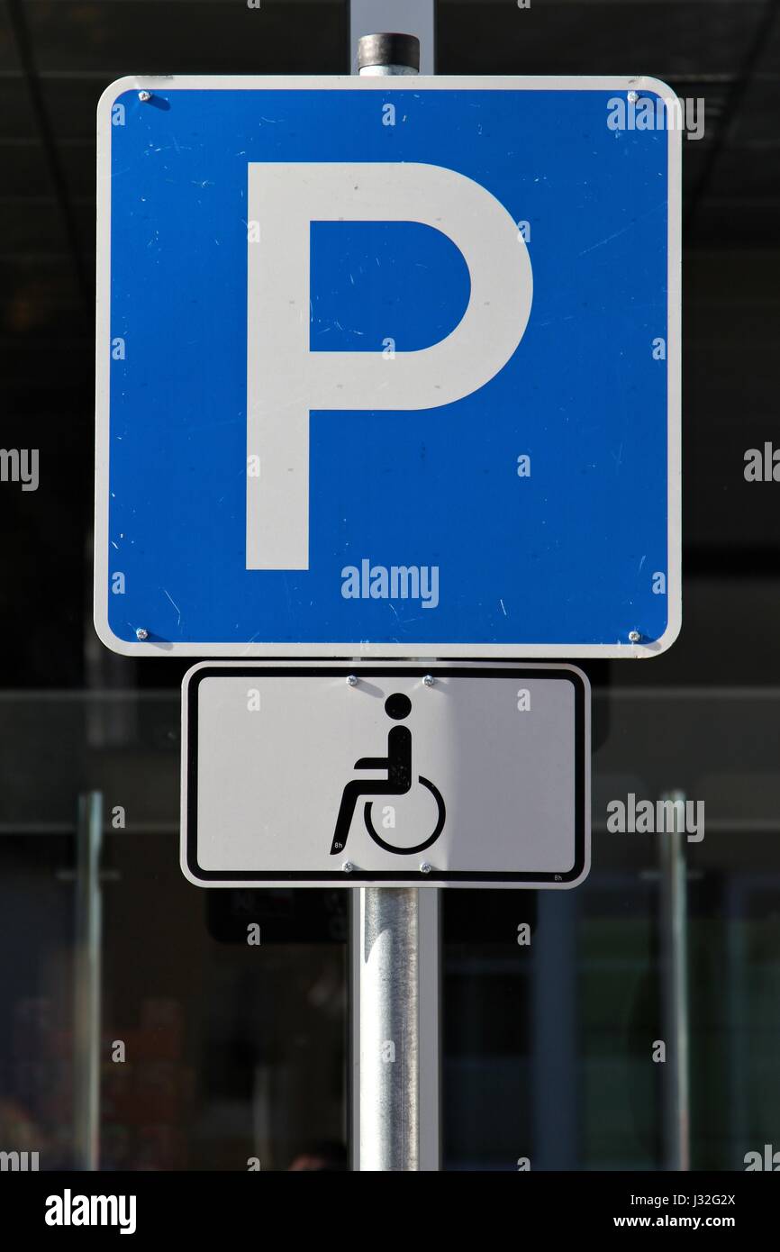 German road sign: parking for disabled drivers Stock Photo - Alamy