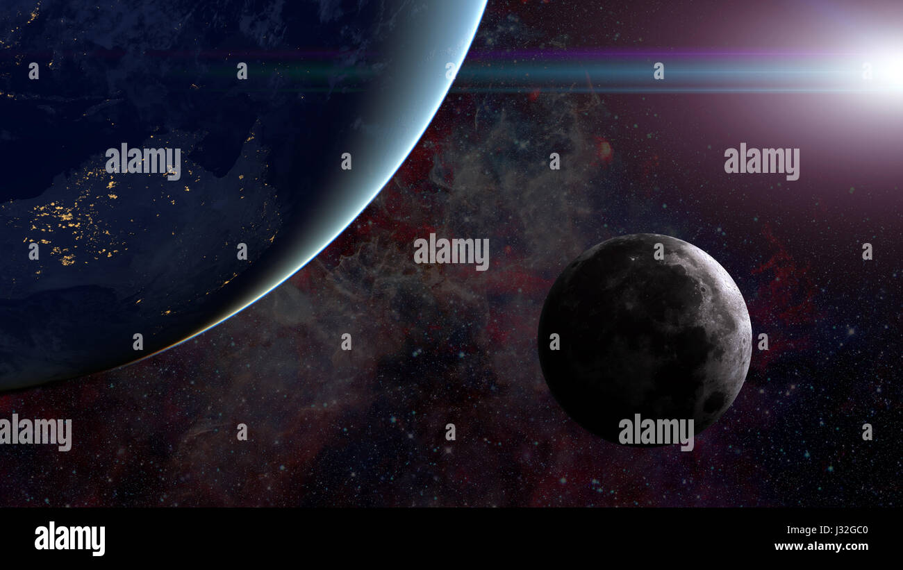 Solar System - Moon. Science background. Elements of this image ...