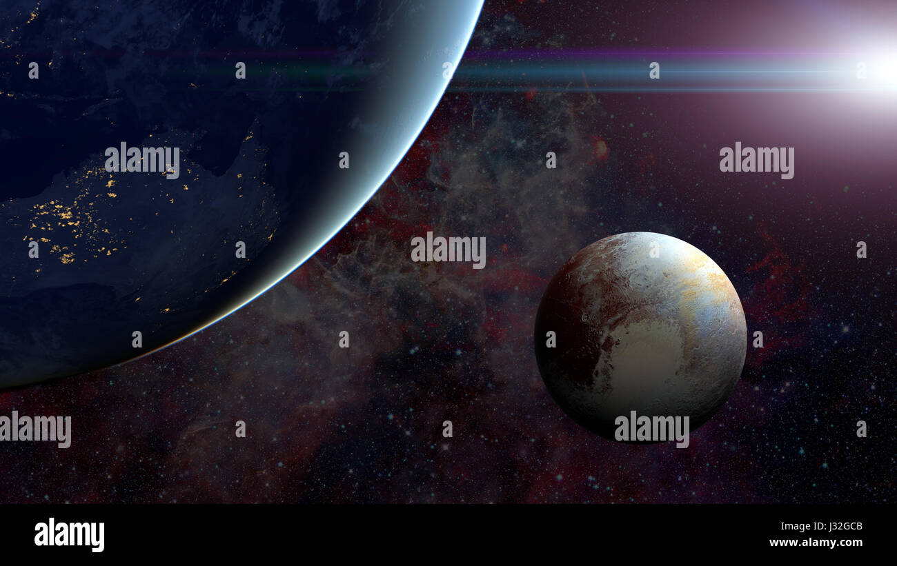 Solar System - Pluto. Science background. Elements of this image ...