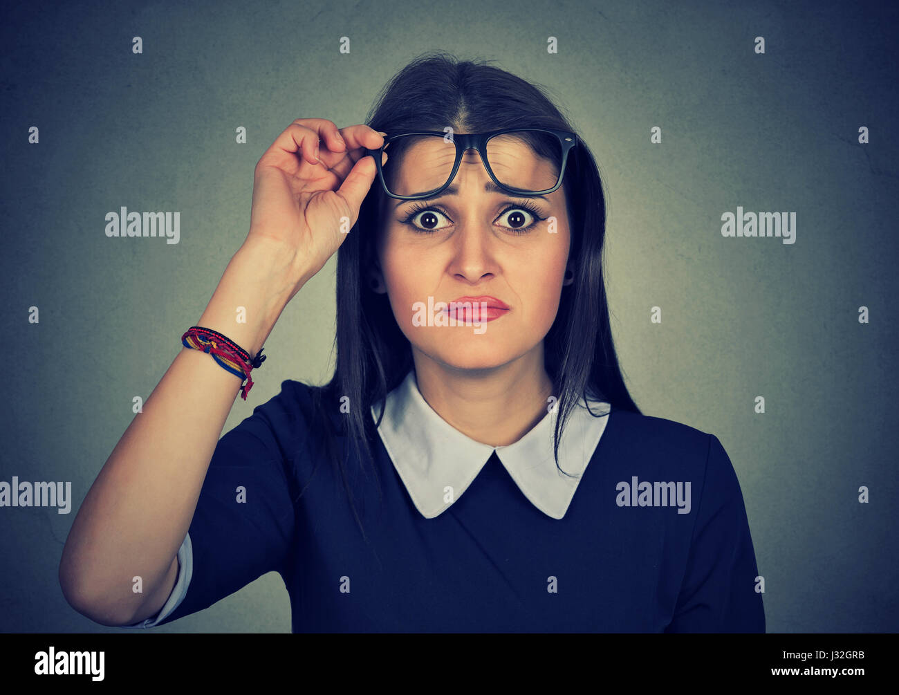 Squint woman hi-res stock photography and images - Alamy