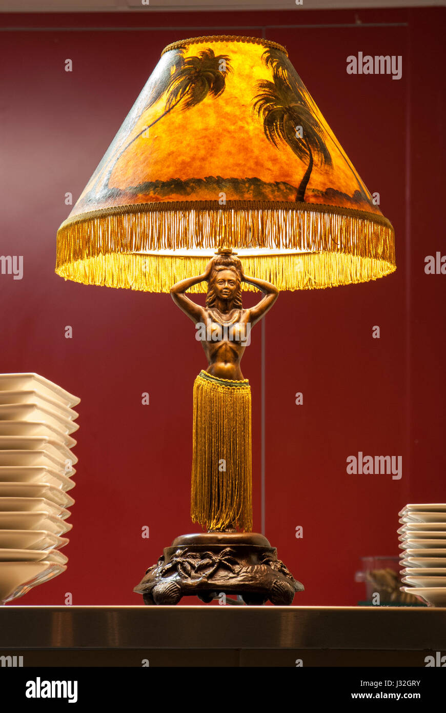 Hawaiian dancing girl lamp Stock Photo - Alamy