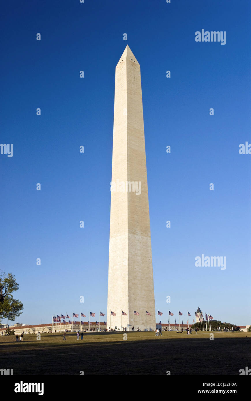 Flags circle the Washington Monument on the national mall in Washington ...