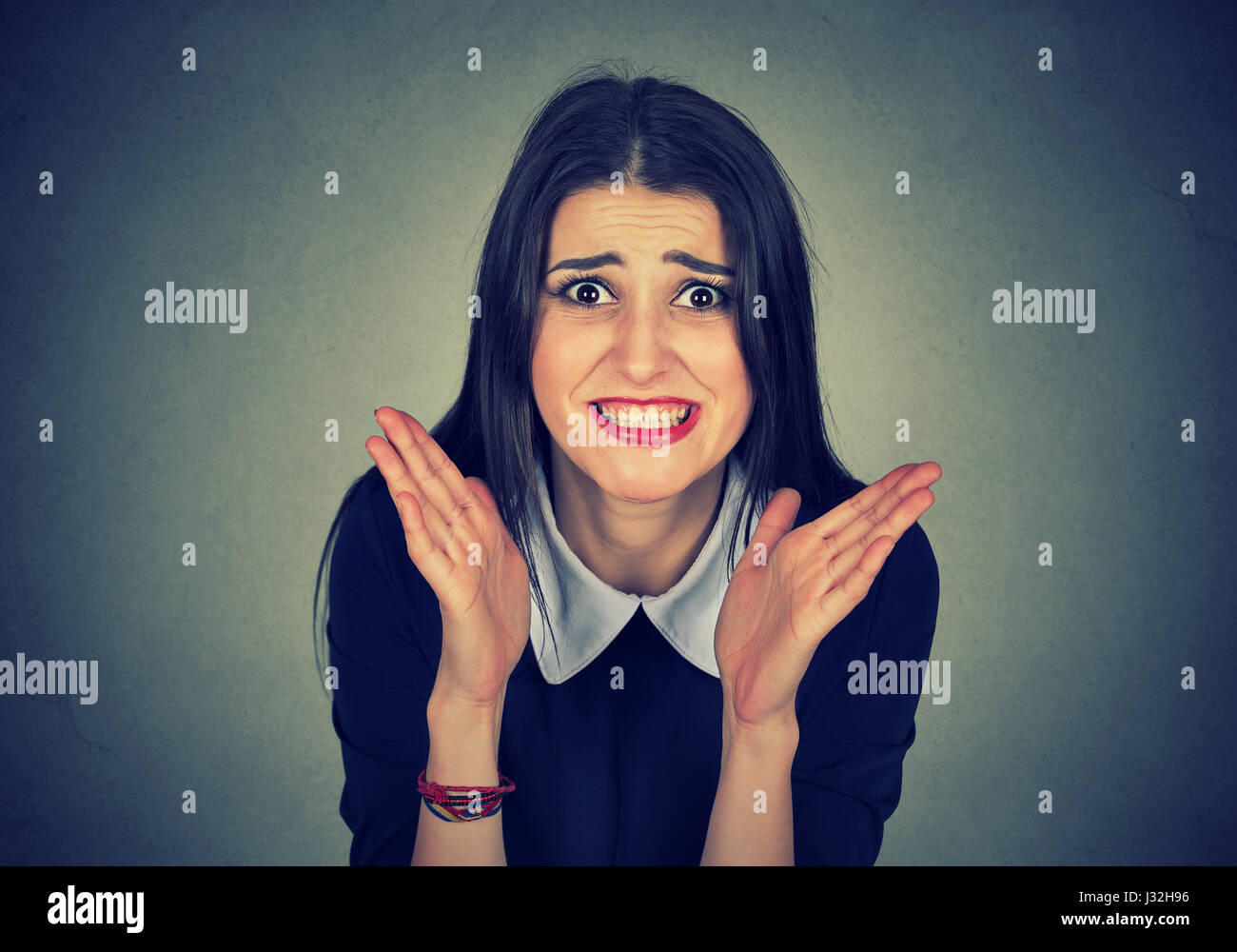 beautiful angry woman isolated on gray background Stock Photo - Alamy