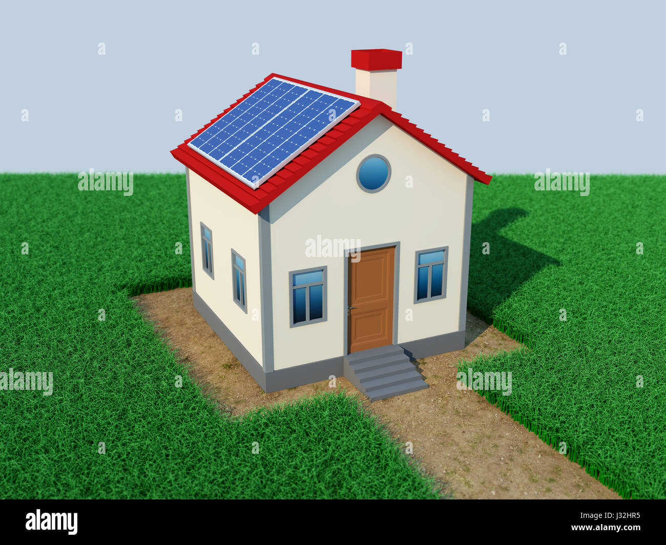 Home with Solar Panel - 3D Rendered Image Stock Photo - Alamy
