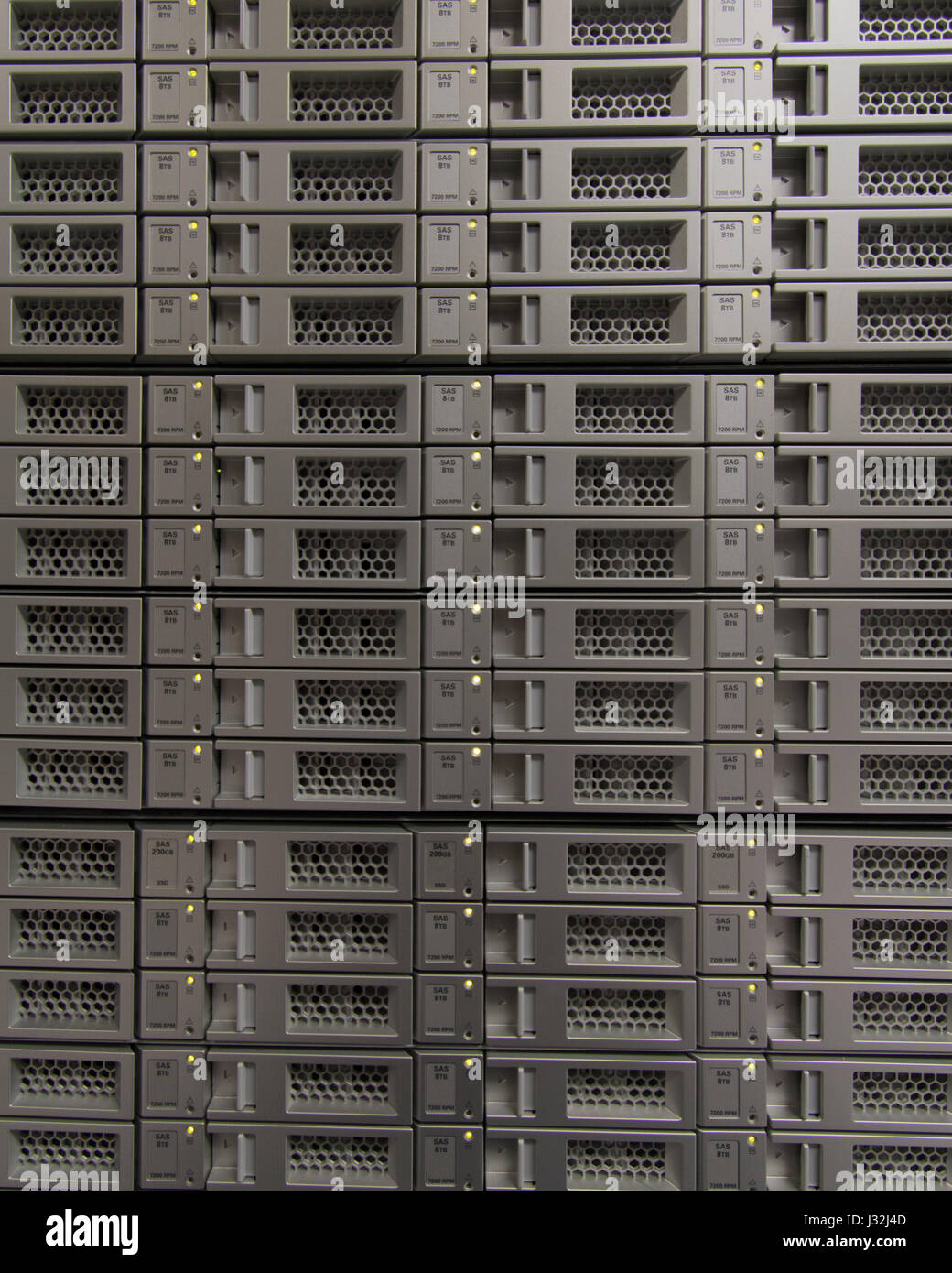 A Bunch of Disk Drives in a Storage Array in a Data Center Stock Photo ...