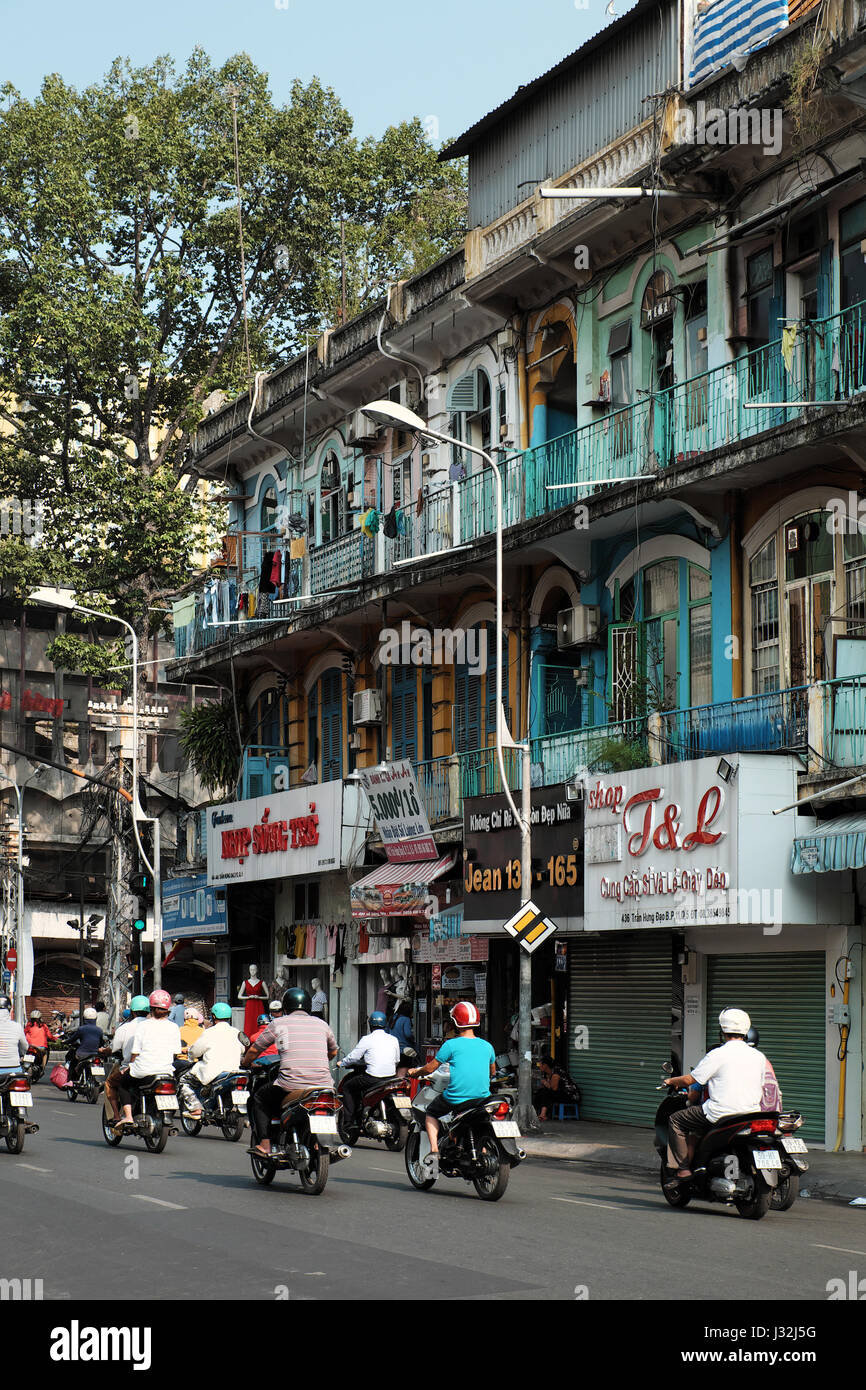 HO CHI MINH CITY, VIET NAM- APRIL 18, 2017: Scene of old apartment ...