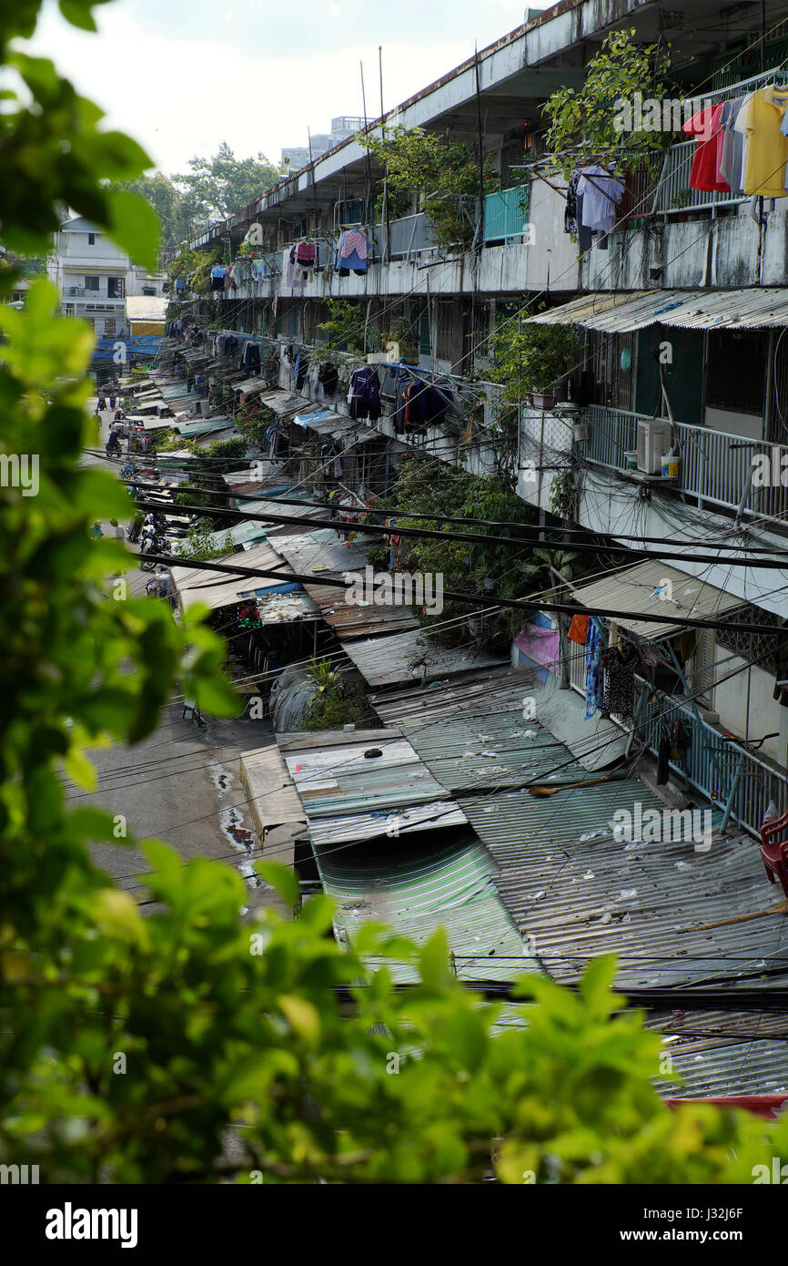 Ho Chi Minh city, Viet Nam, Overview of old apartment building in ...