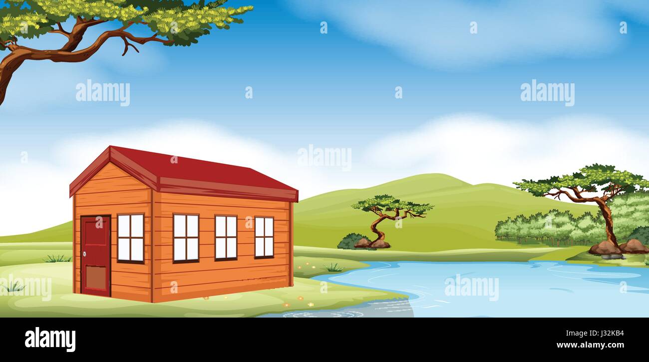 Wooden cottage home garden Stock Vector Images - Alamy