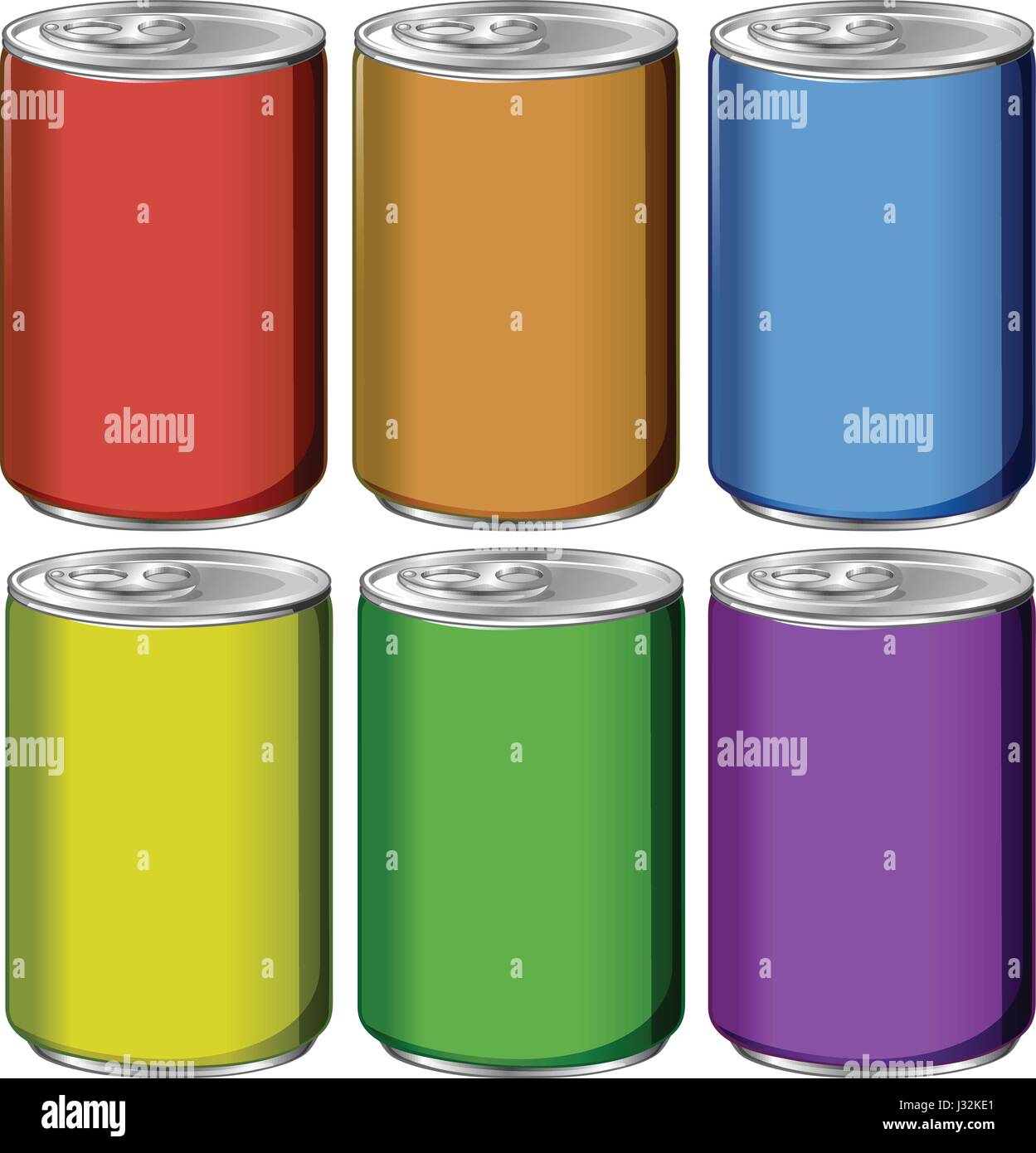 Aluminum cans in six colors illustration Stock Vector Image & Art - Alamy