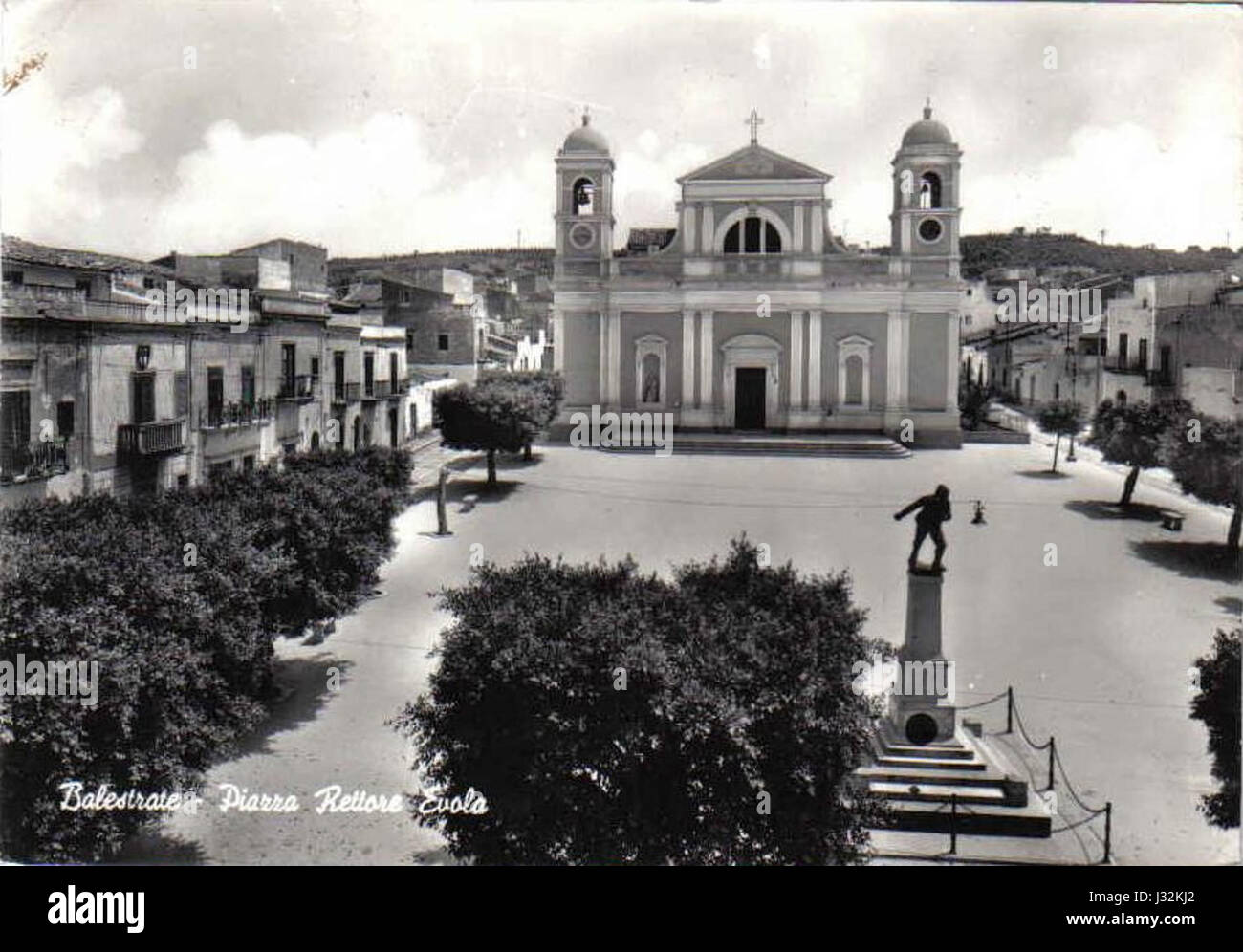 The Piazza Rettore Evola in Balestrate, photographed during the 1950s ...