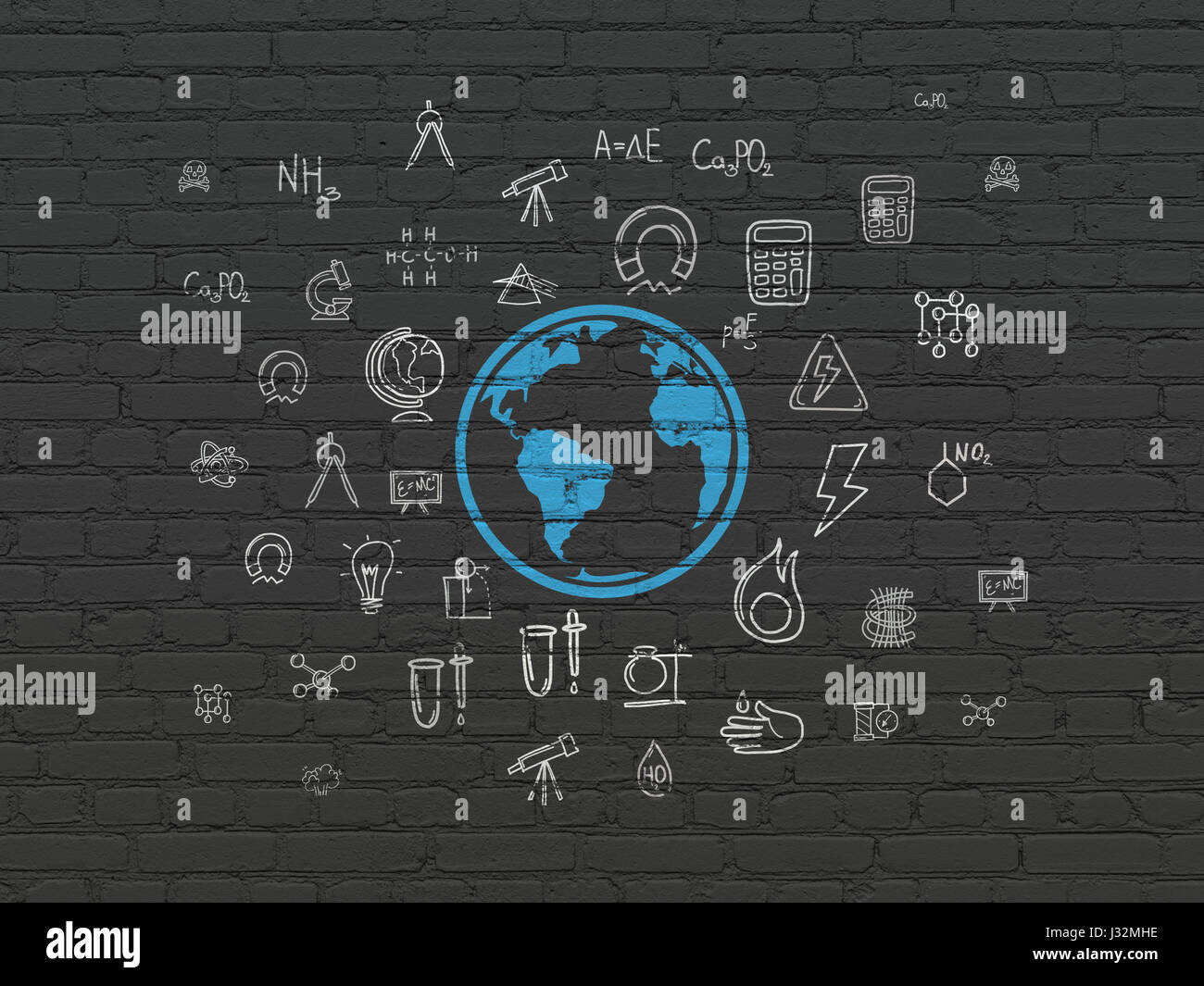 Science concept: Globe on wall background Stock Photo - Alamy