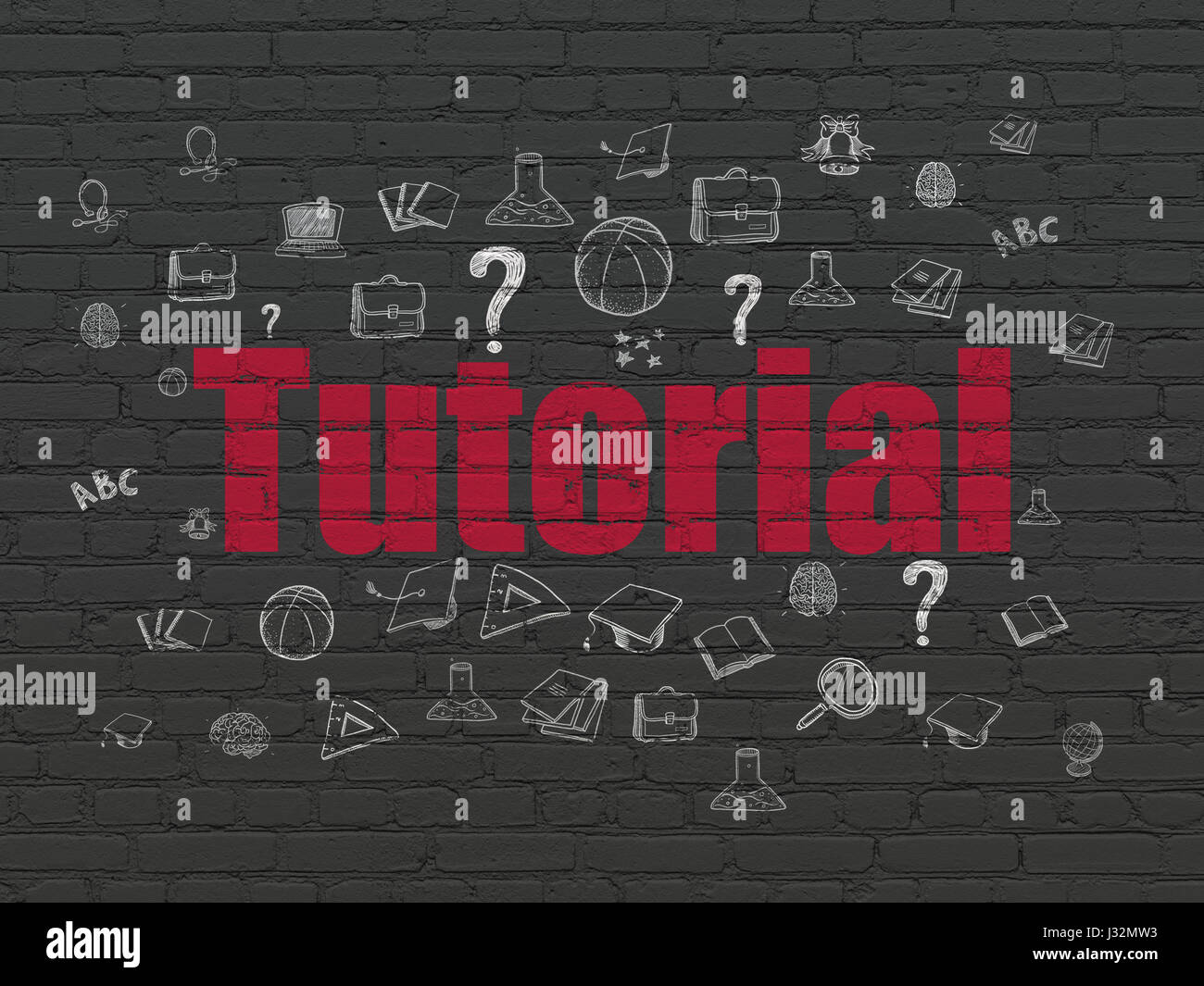 Learning concept: Tutorial on wall background Stock Photo - Alamy