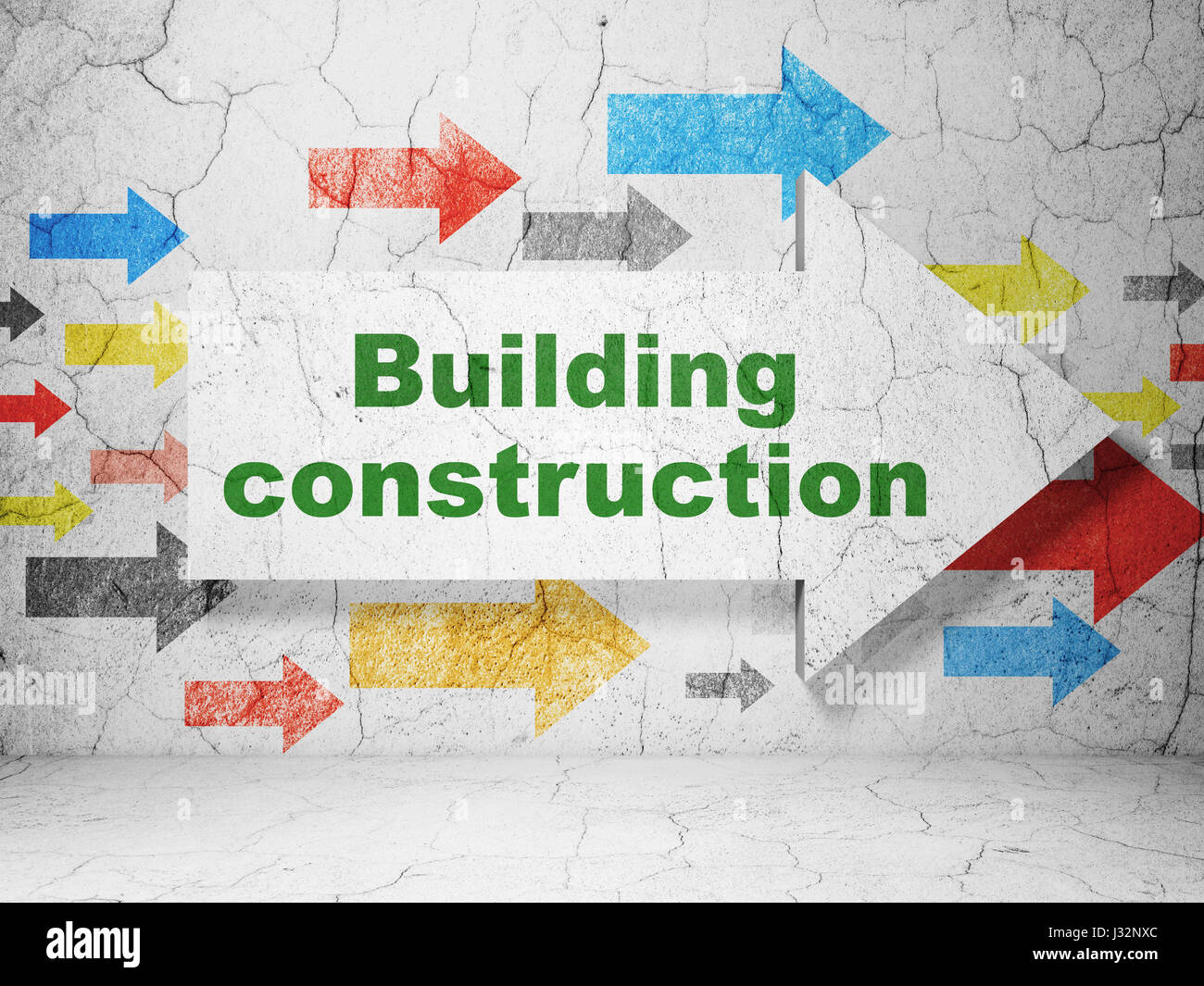 Building construction concept: arrow with Building Construction on ...