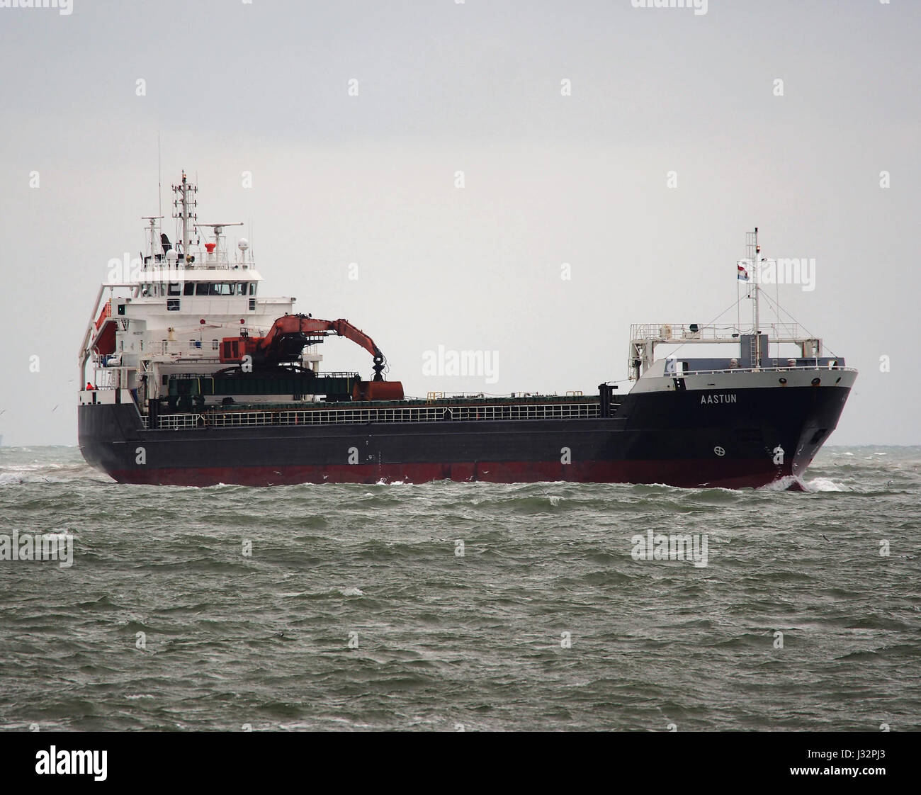 The Aastun, a ship built in 2006, is captured in the Port of IJmuiden ...