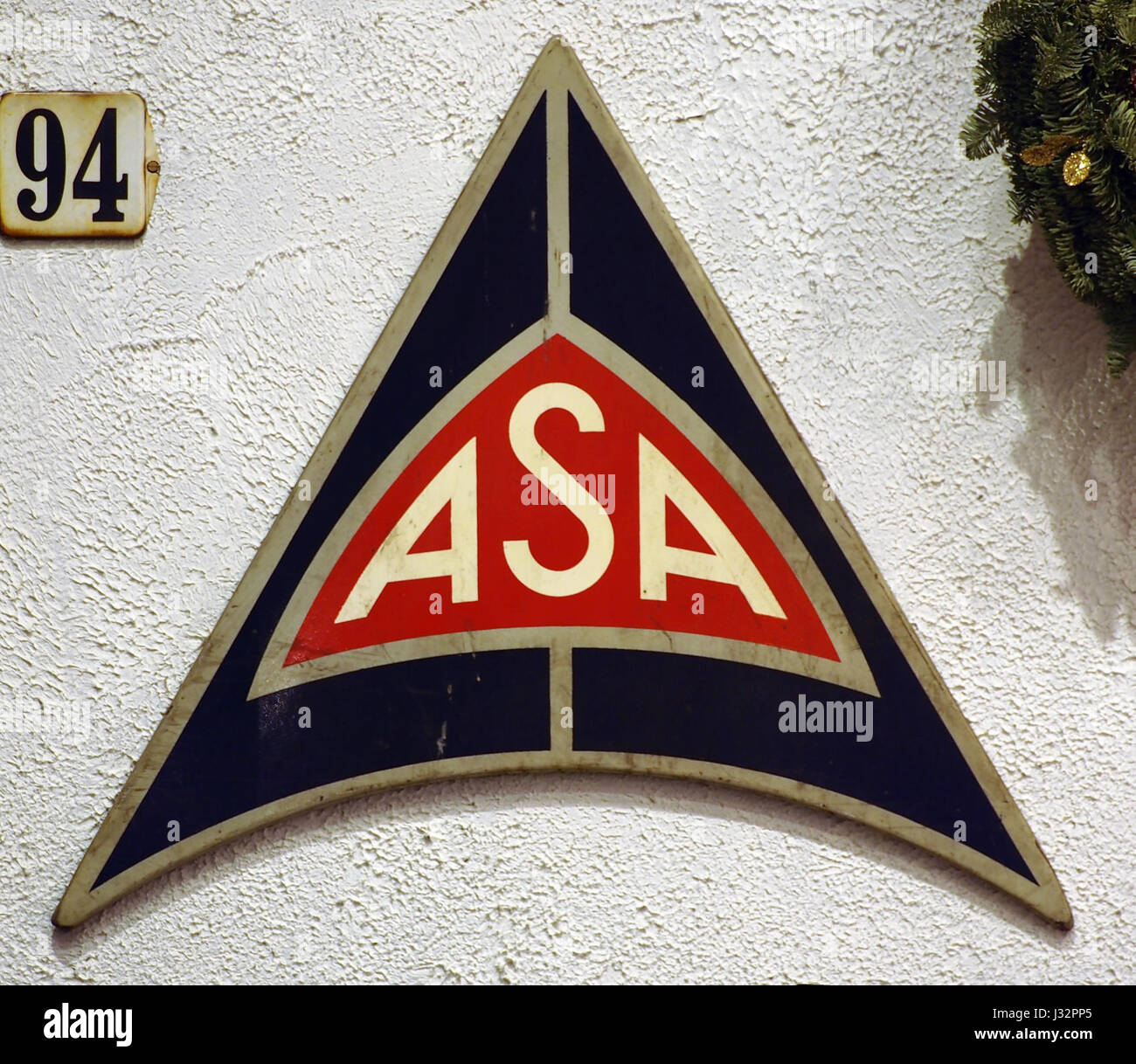 An enamel advertisement for ASA displayed at the Louwman Museum ...