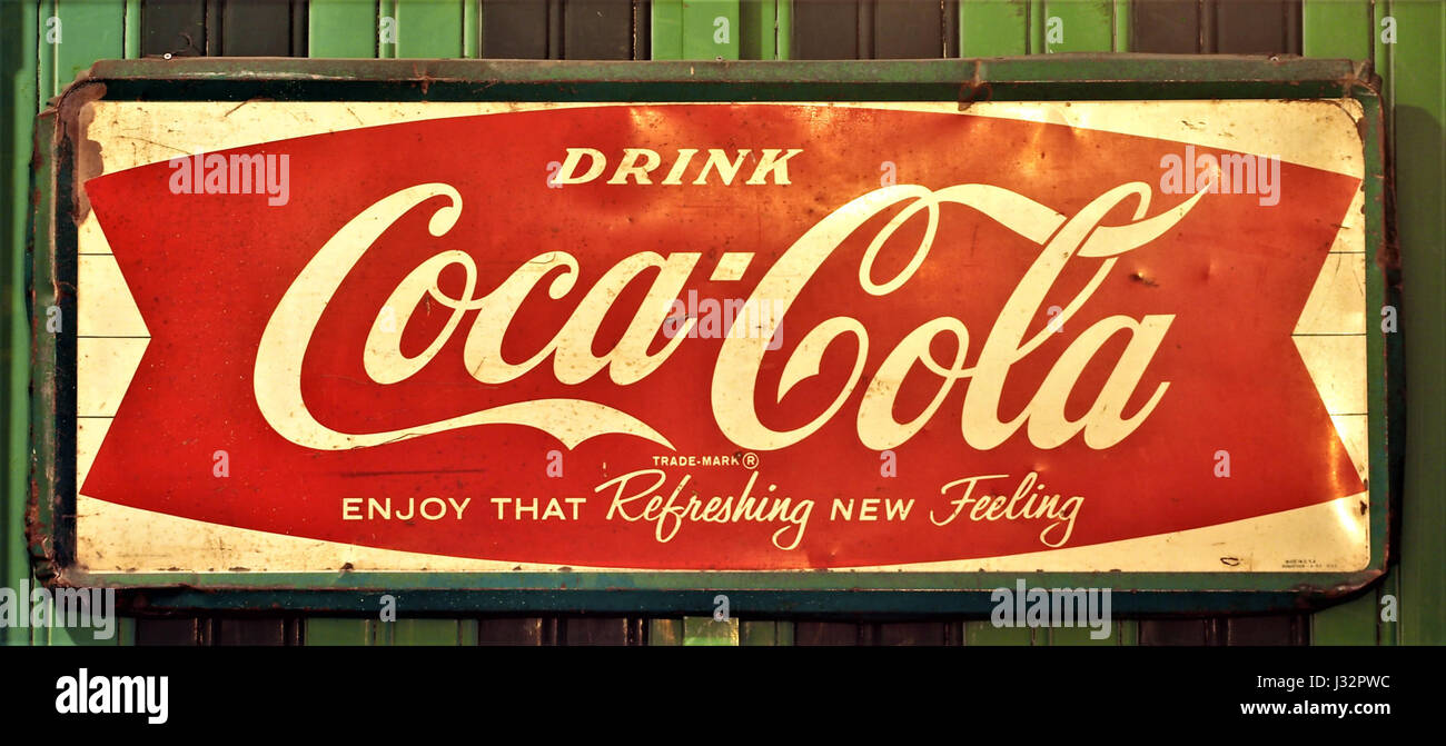 This enamel Coca-Cola advert is displayed at the Louwman Museum ...