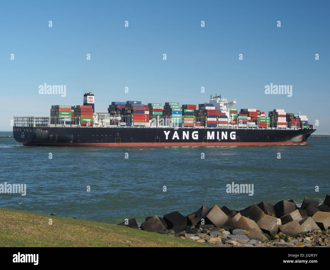 The YM Width, a 2016-built vessel, is seen arriving at the Port of ...