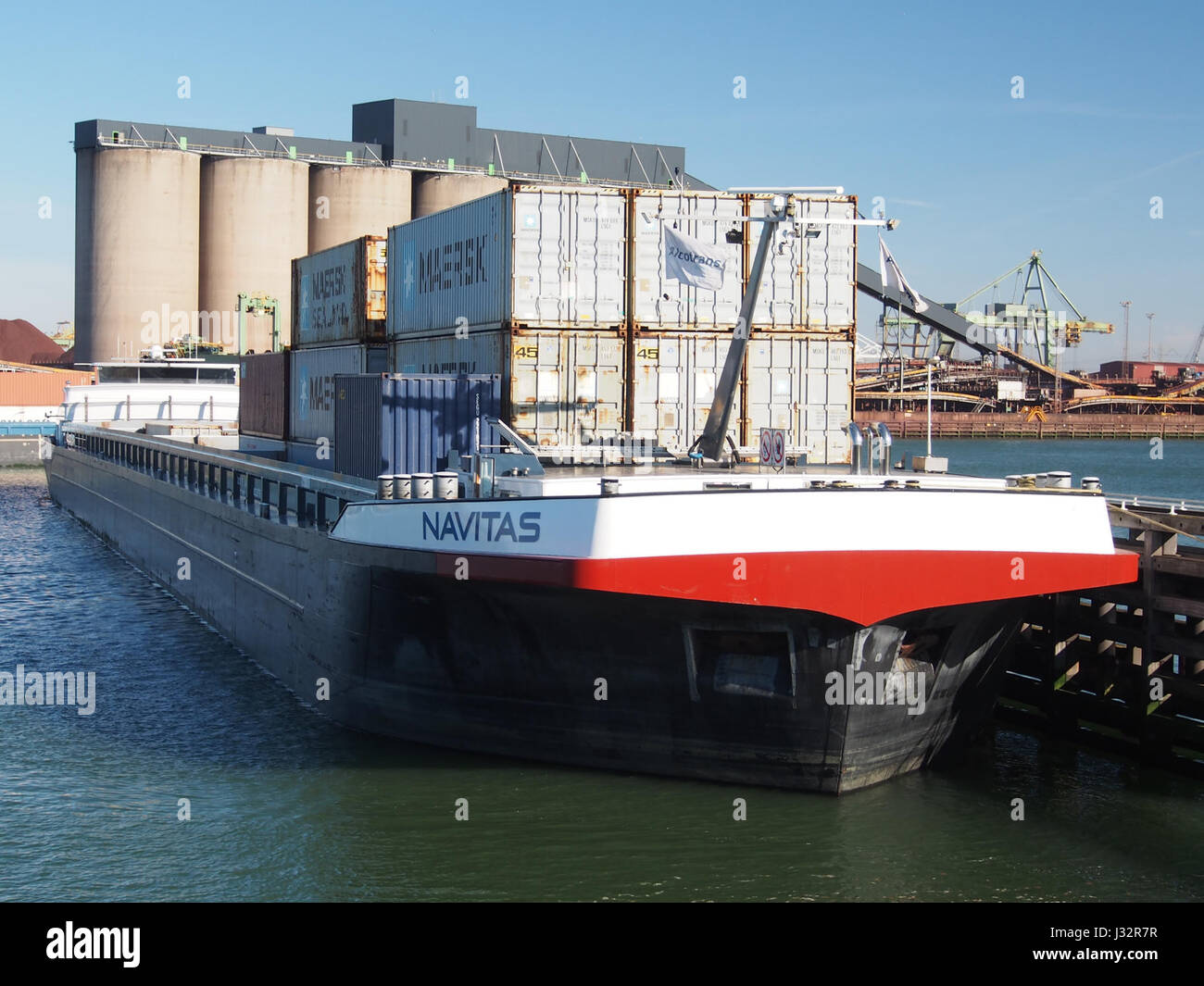 The image shows the Navitas, a 1994-built ship, docked at the Port of ...
