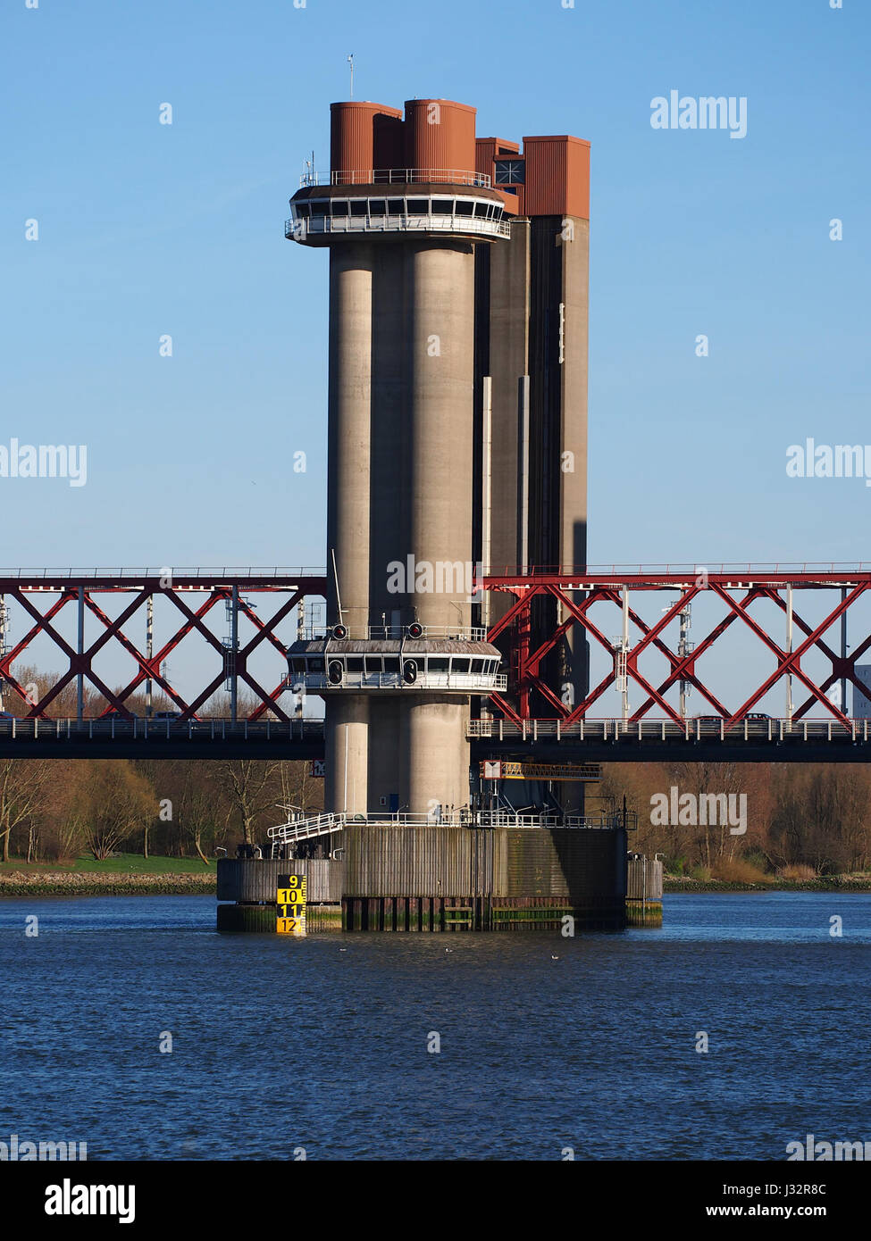 A photograph of the Spijkenisserbrug, a bridge in the Netherlands. The ...