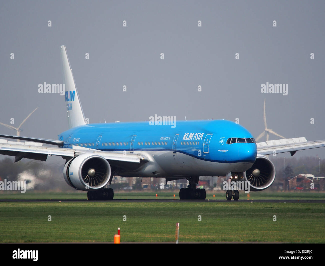 PH-BVB is a KLM Boeing 777-306ER, a wide-body airliner, captured ...