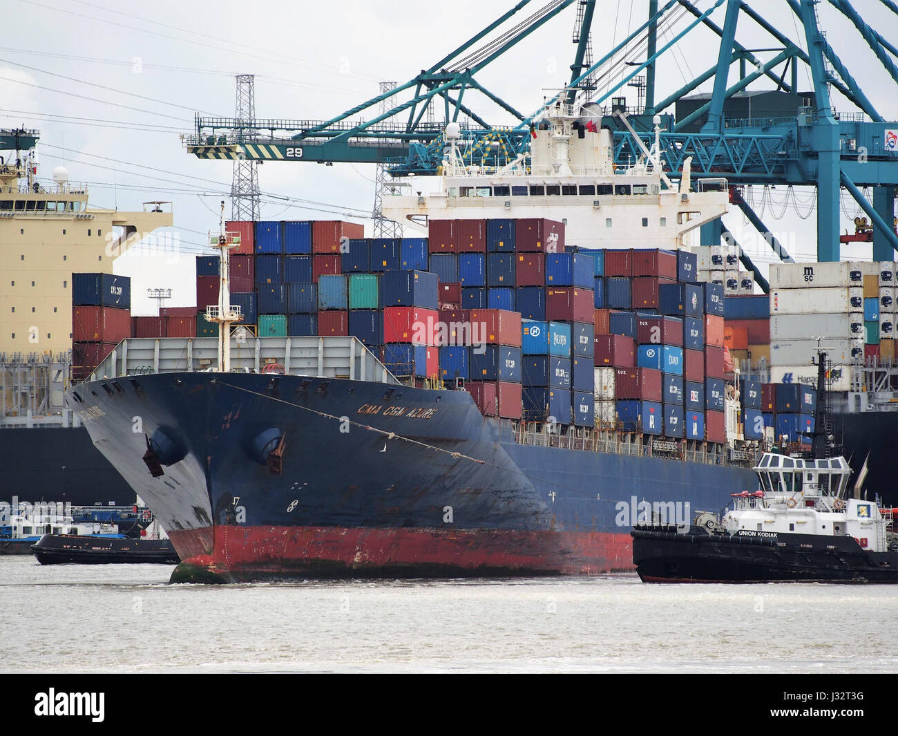 A photograph of the CMA CGM Azure, a container ship built in 2007 ...