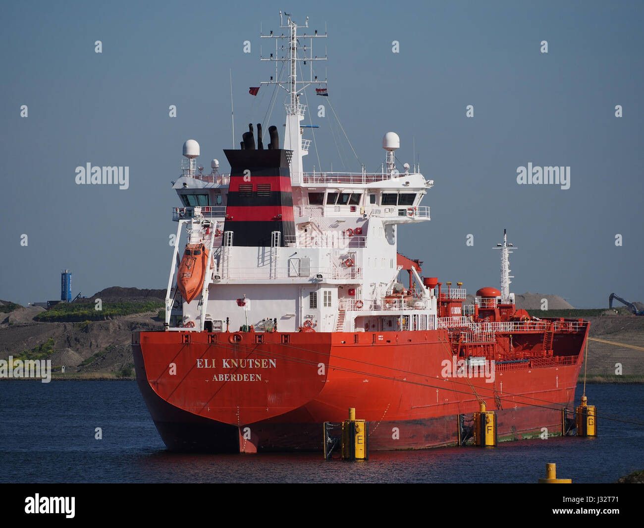 The image shows the Eli Knutsen, a vessel built in 2009, docked at ...