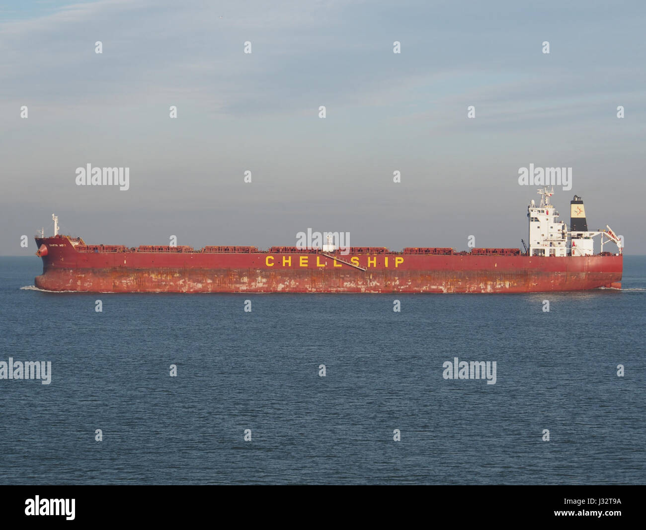 A photograph of the Darya Moti, a large container ship built in 2010 ...