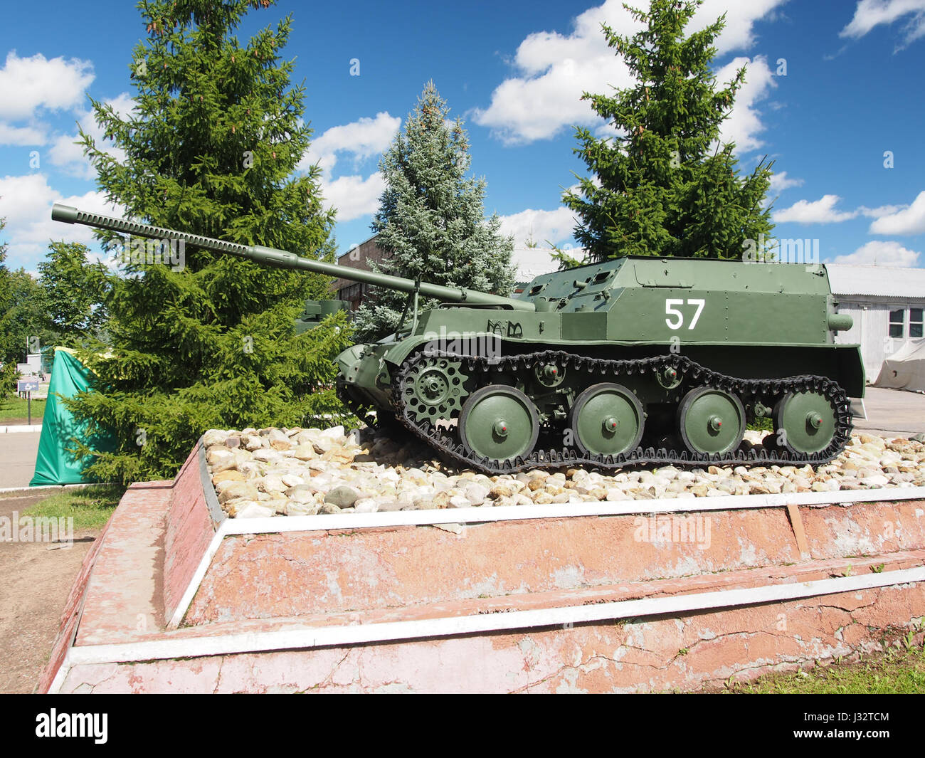 The ASU-57, an amphibious assault gun, is displayed at the Kubinka Tank ...