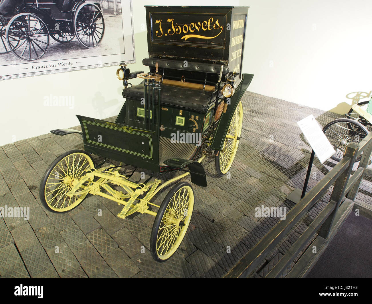 A historic photograph of the 1894 Benz No.1 Ideal Van, one of the early ...