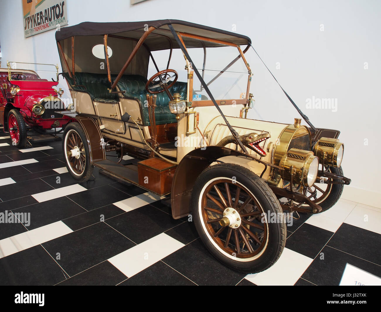 A 1907 Spyker Double Phaeton, an early luxury automobile, is shown in ...
