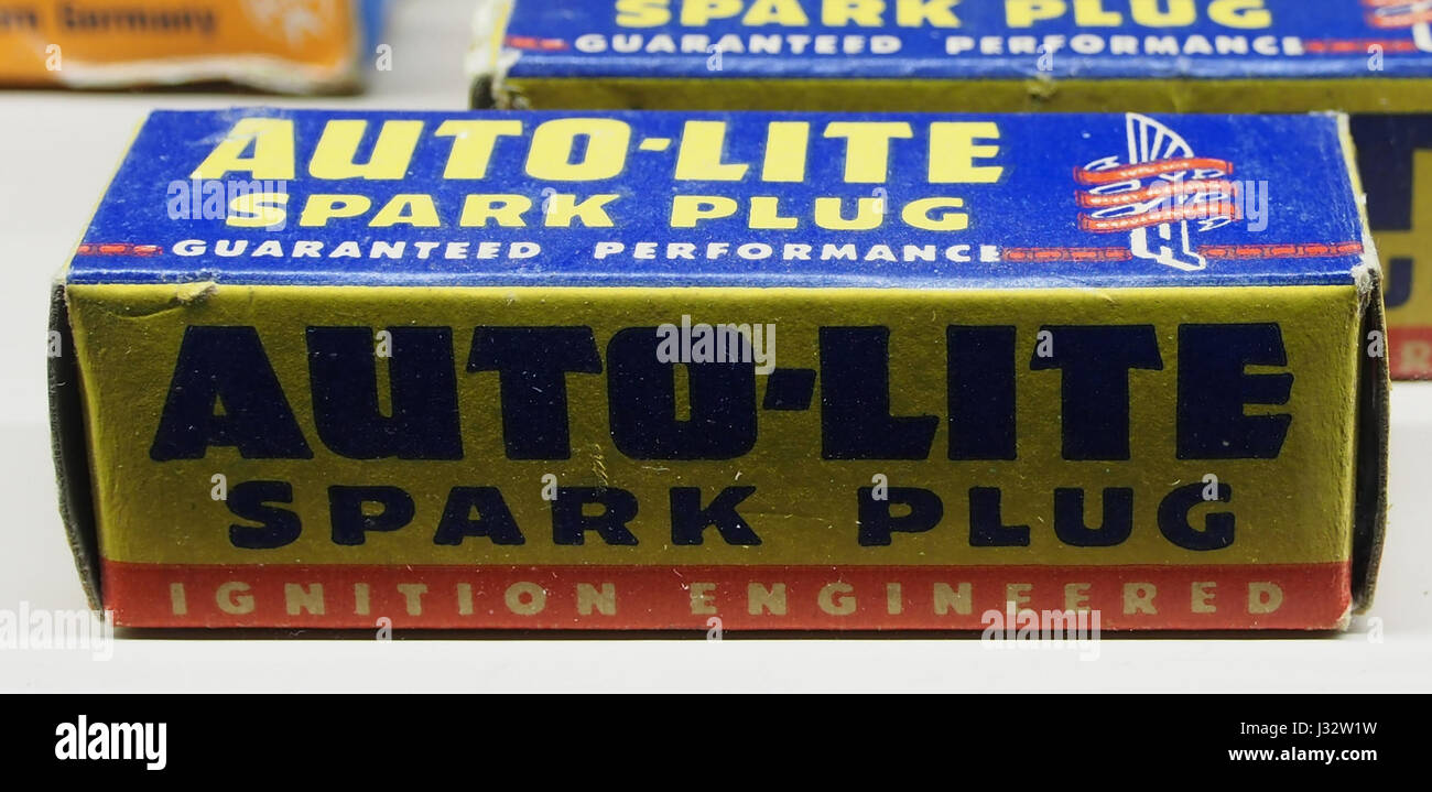 Auto-Lite spark plug, a product known for its role in igniting fuel in ...