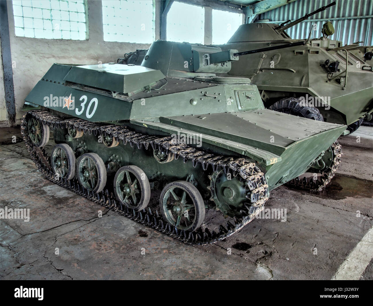 This image shows the T-30 light infantry tank, a Soviet tank model ...