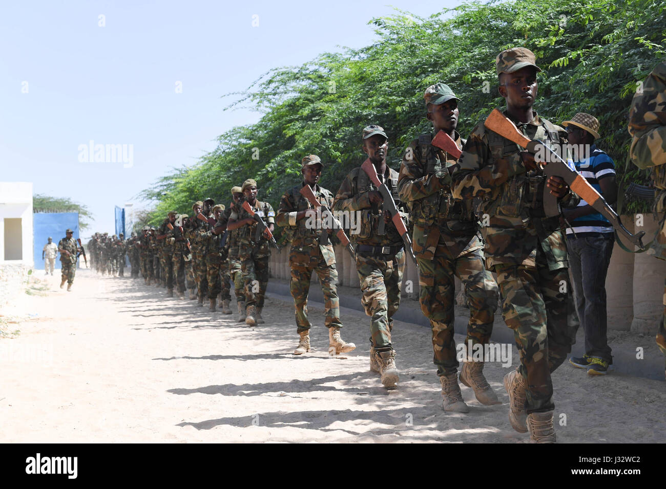 On January 14, 2017, Somali National Army (SNA) soldiers demonstrated ...