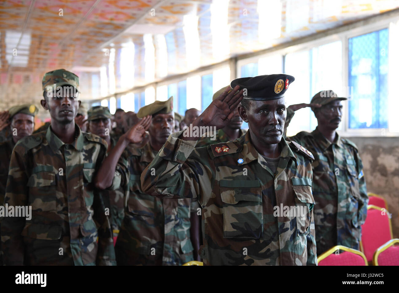 Somali National Army (SNA) soldiers participate in a pass-out ceremony ...