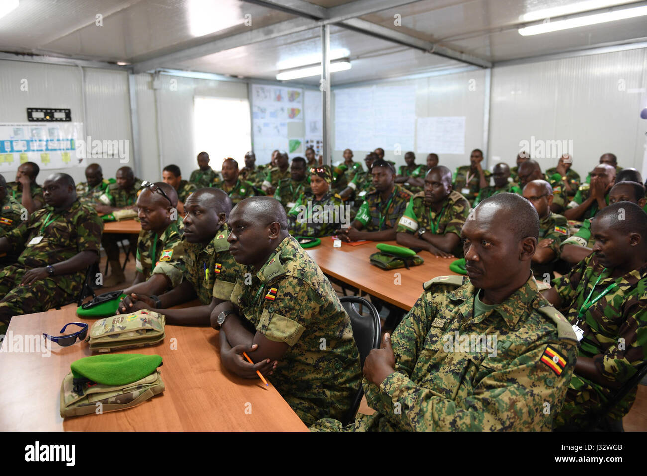 Military officers from the African Union Mission in Somalia (AMISOM ...
