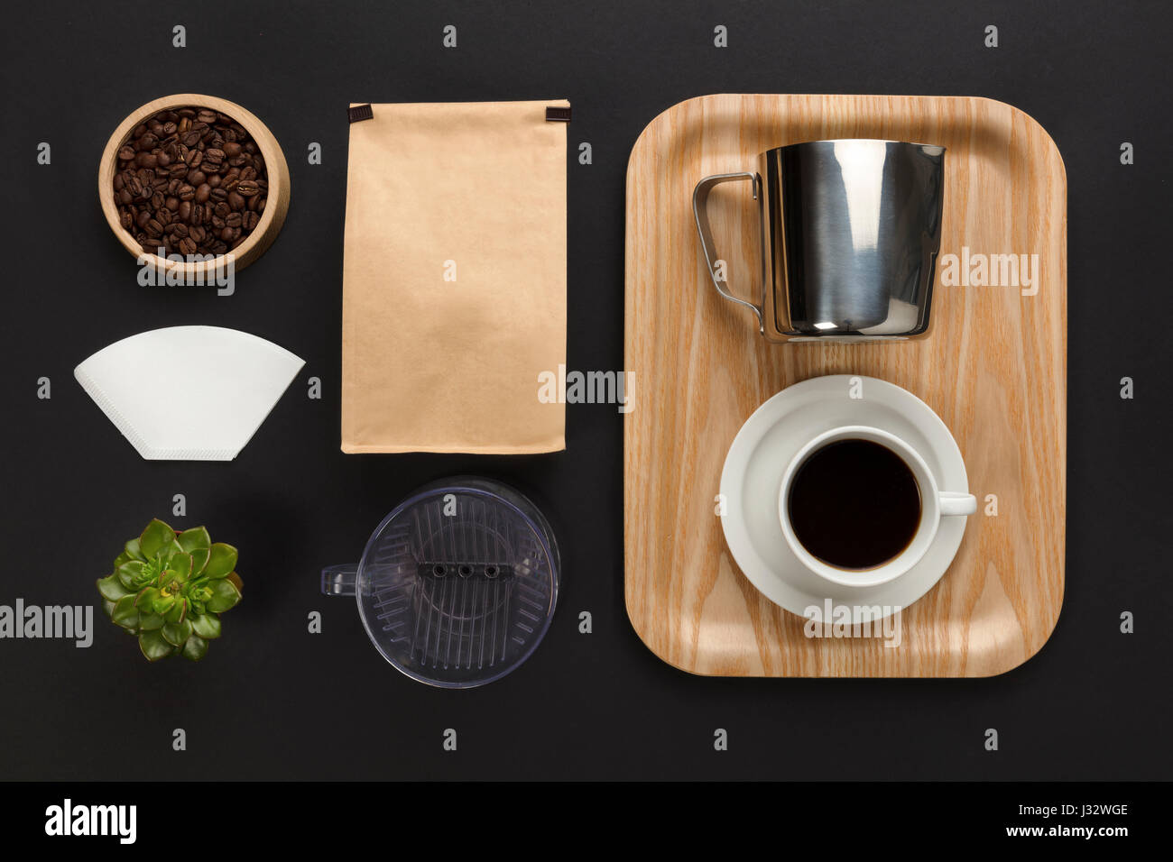Empty plate and coffee top view with copy space hi-res stock ...