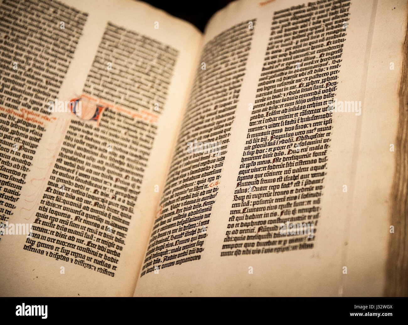 Old book with yellow pages open Stock Photo - Alamy