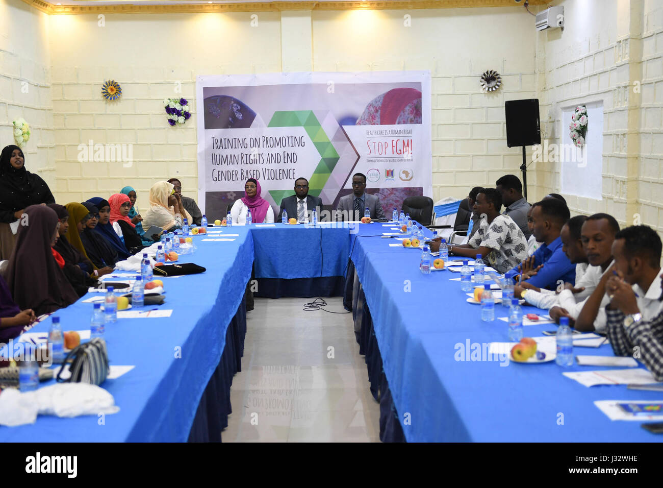 On January 29, 2017, participants in Mogadishu, Somalia, attend a human ...