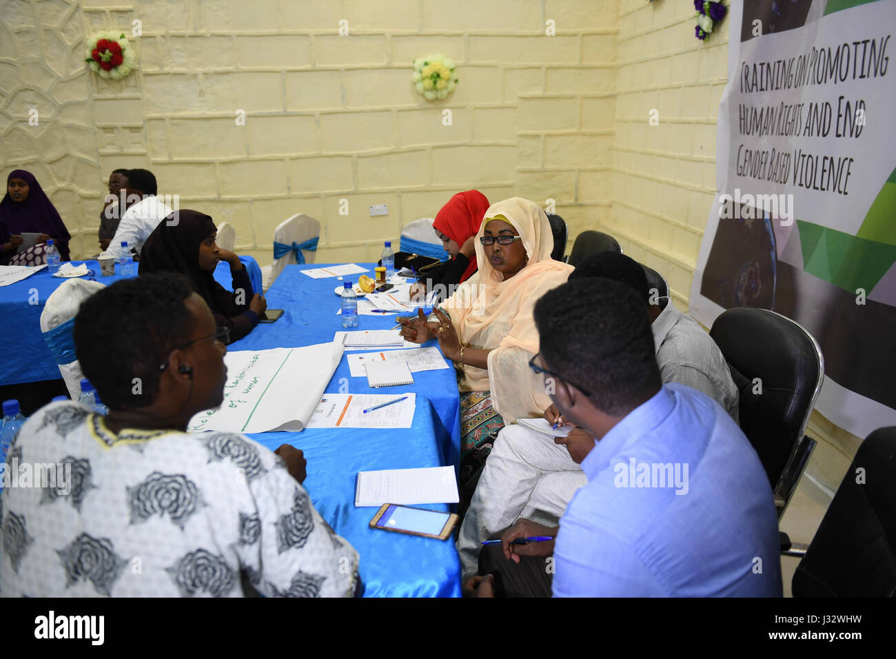 Participants in Mogadishu, Somalia, engage in a human rights training ...