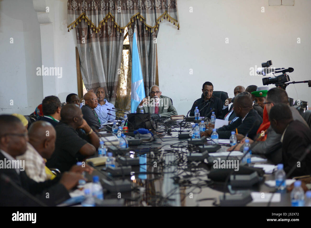 The African Union delegation, led by Ambassador Ndumiso Ntshinga, meets ...