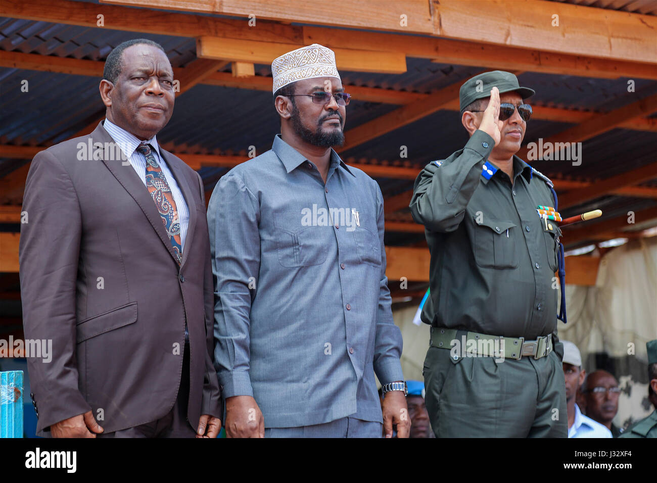 The photo from April 24, 2017, shows key Somali leaders during a ...
